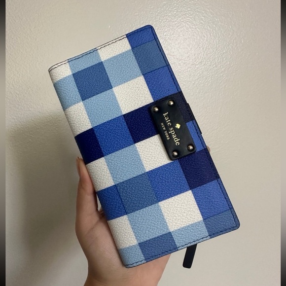 kate spade | Bags | Kate Spade Blue Checkered Wallet | Poshmark